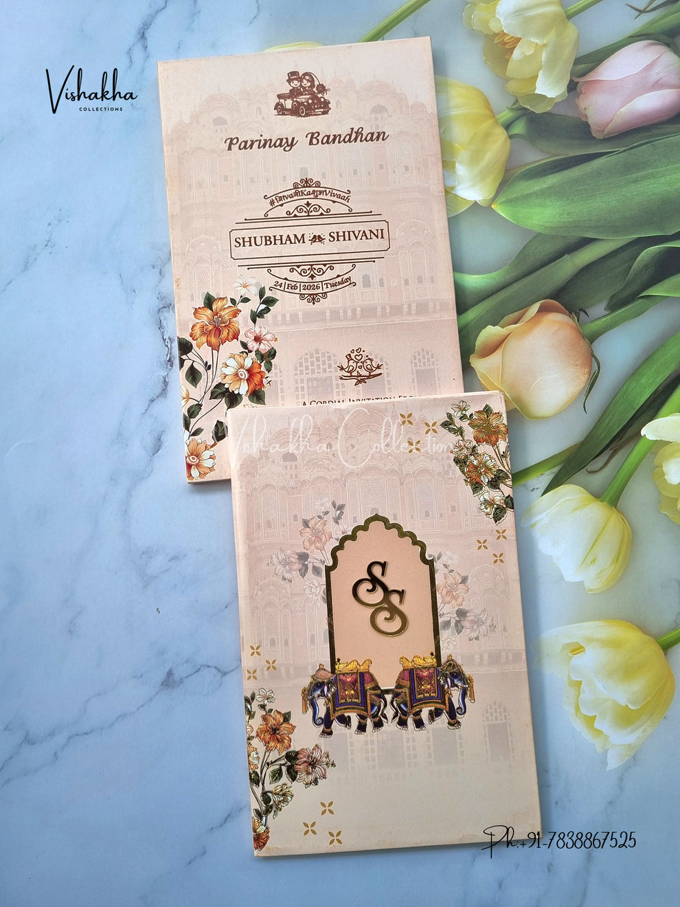 Hathi Hindu Sikh Padded invitation Cards ATS-201 – Vishakha Collections