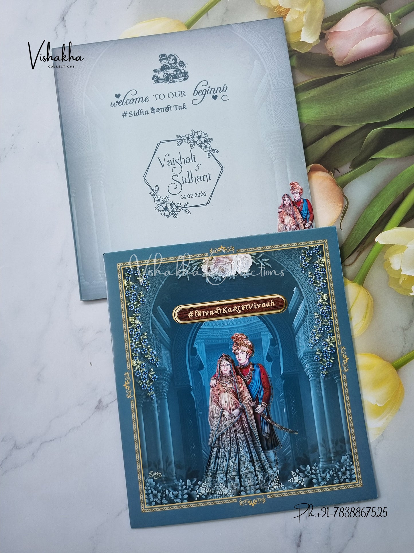 Semi Box Dulah Dulhan Hindu Sikh invitation Cards ATS-5120 – Vishakha ...