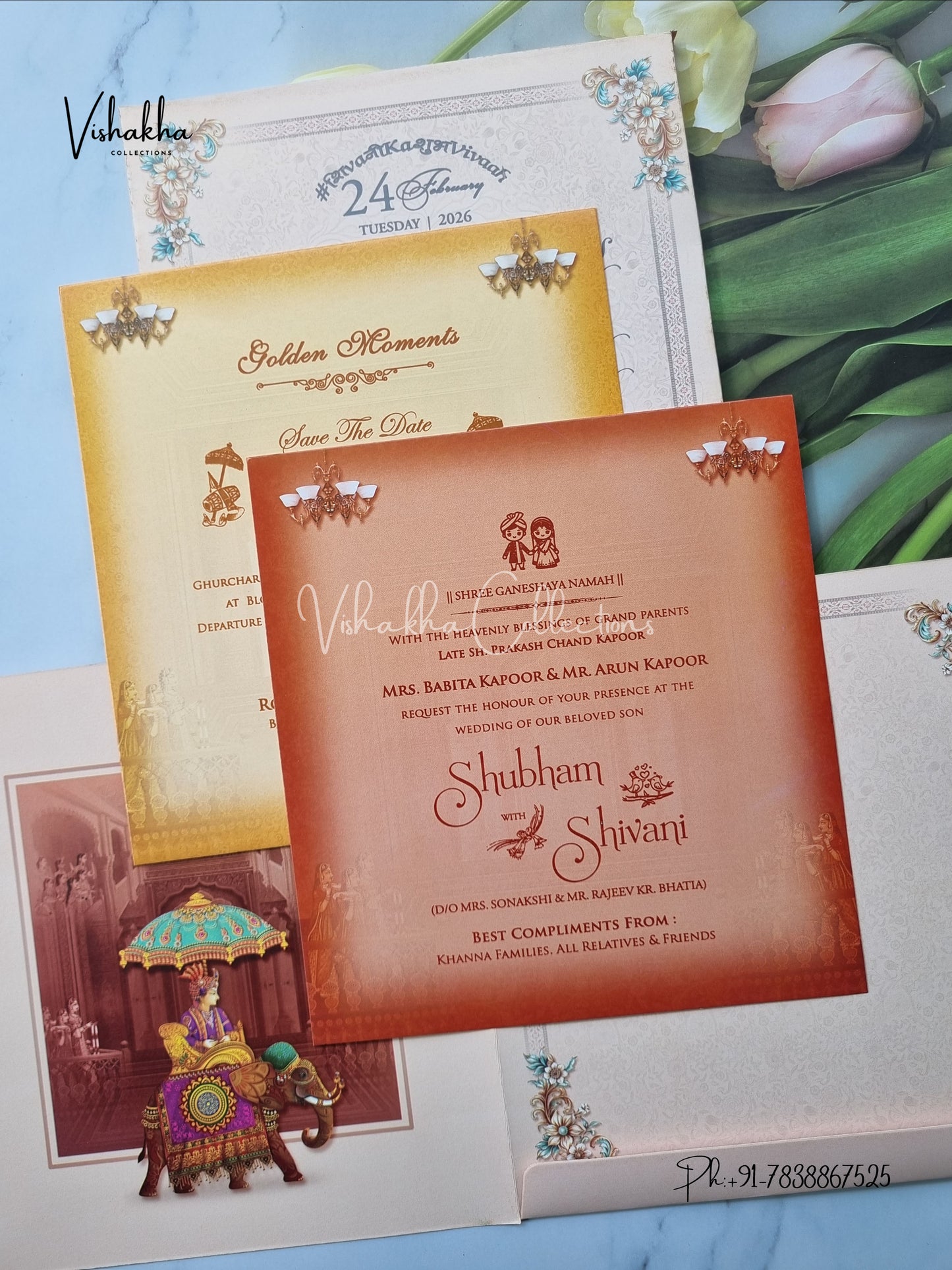 Semi Box Dulah Dulhan Hindu Sikh invitation Cards ATS-5203 – Vishakha ...