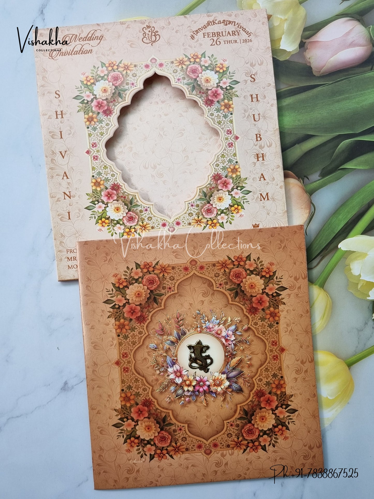 Semi Box Flower Hindu Muslim Christian Sikh invitation Cards ATS-5209 ...