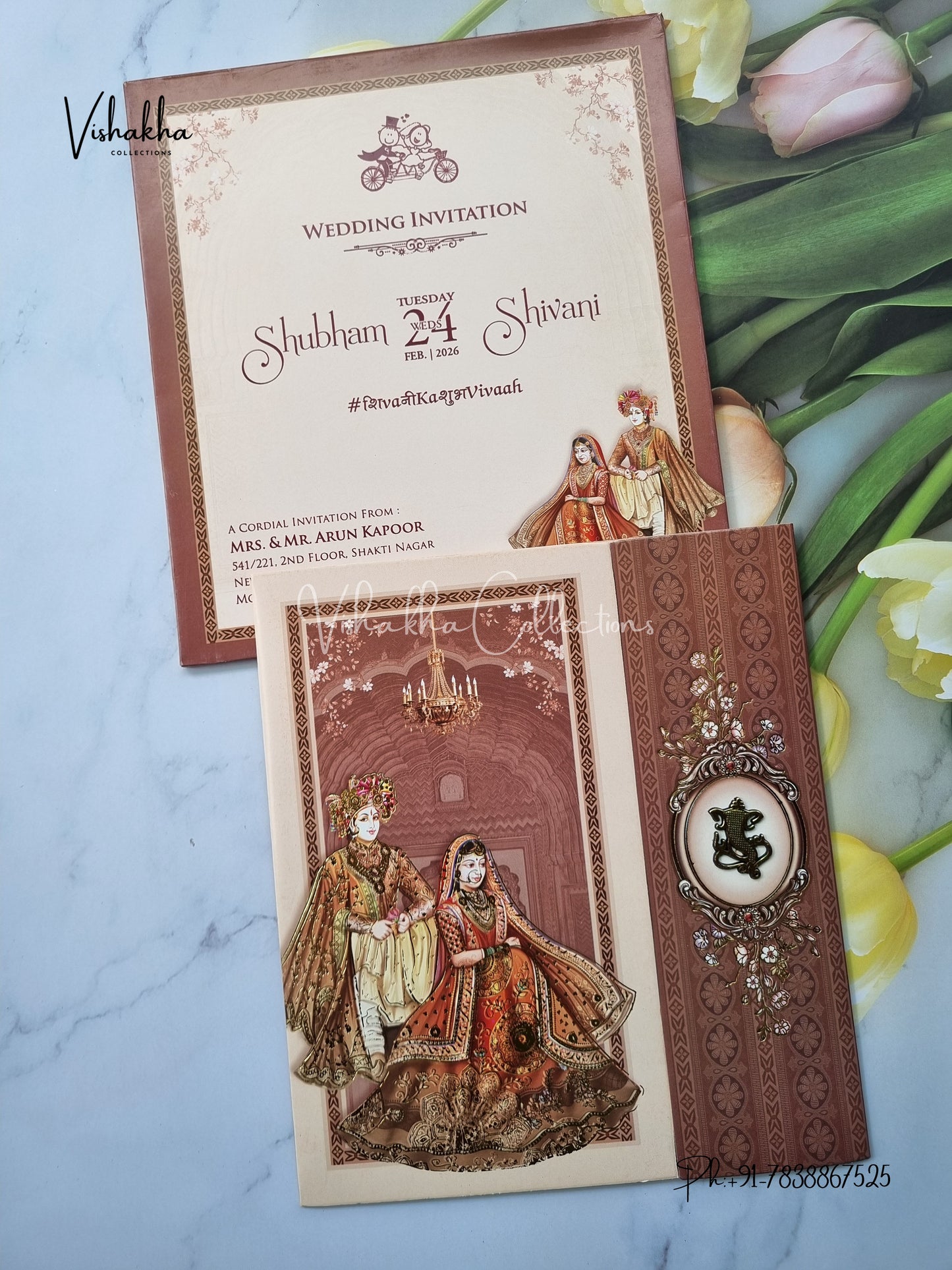 Semi Box Dulah Dulhan Hindu Sikh invitation Cards ATS-5220 – Vishakha ...