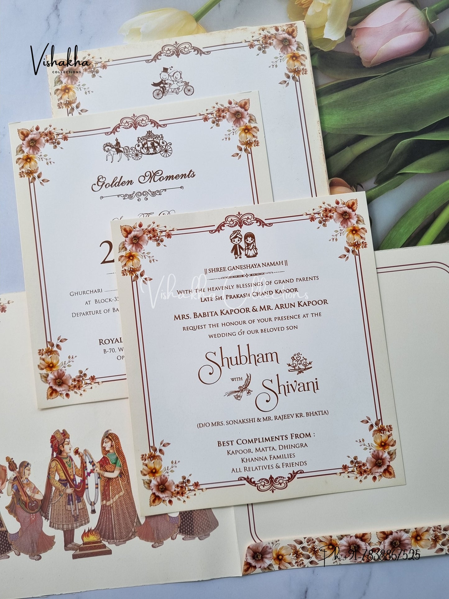 Semi Box Dulah Dulhan Hindu Sikh invitation Cards ATS-5222 – Vishakha ...