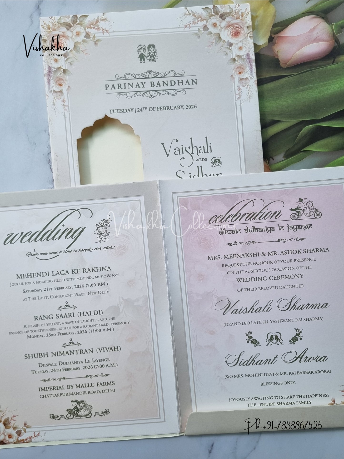 Semi Box Dulah Dulhan Hindu Sikh invitation Cards ATS-5238 – Vishakha ...