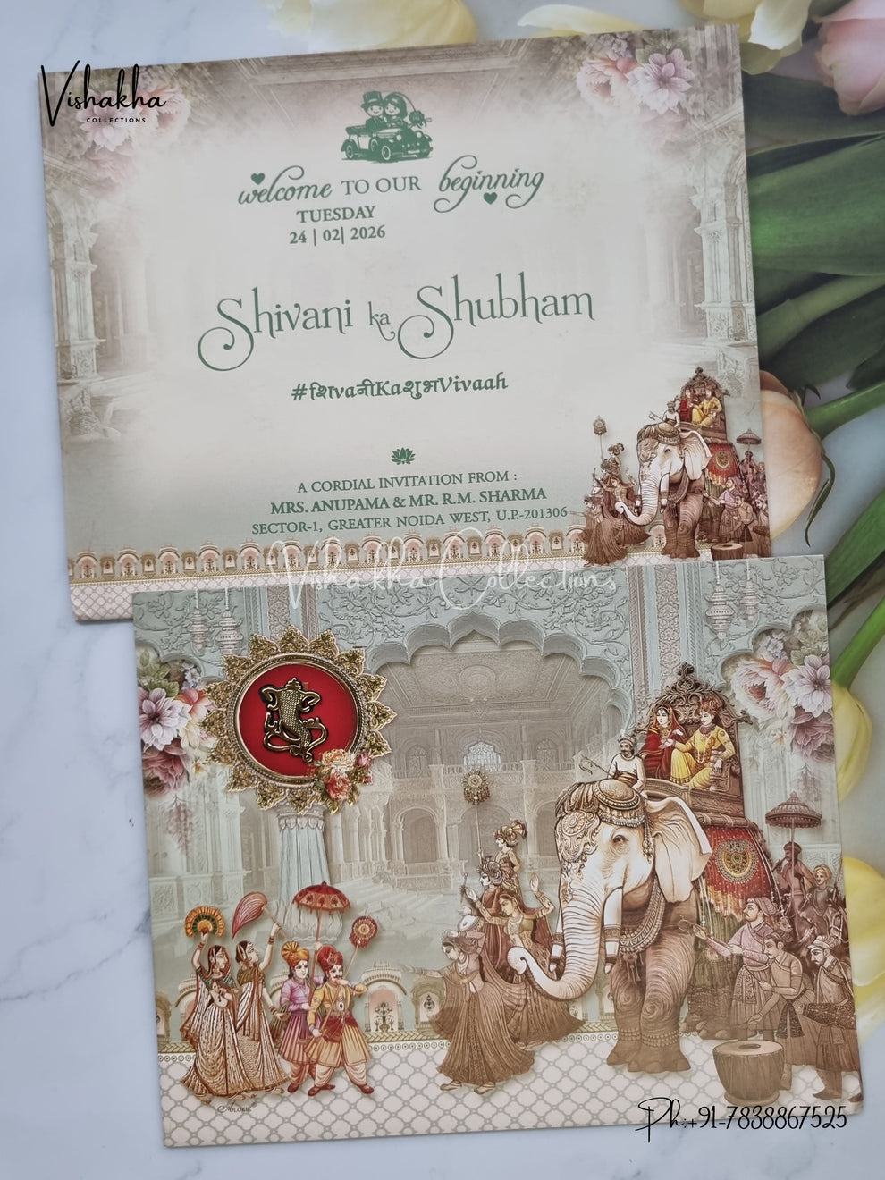 Barat Hathi Hindu Sikh invitation Cards ATS-9203 – Vishakha Collections