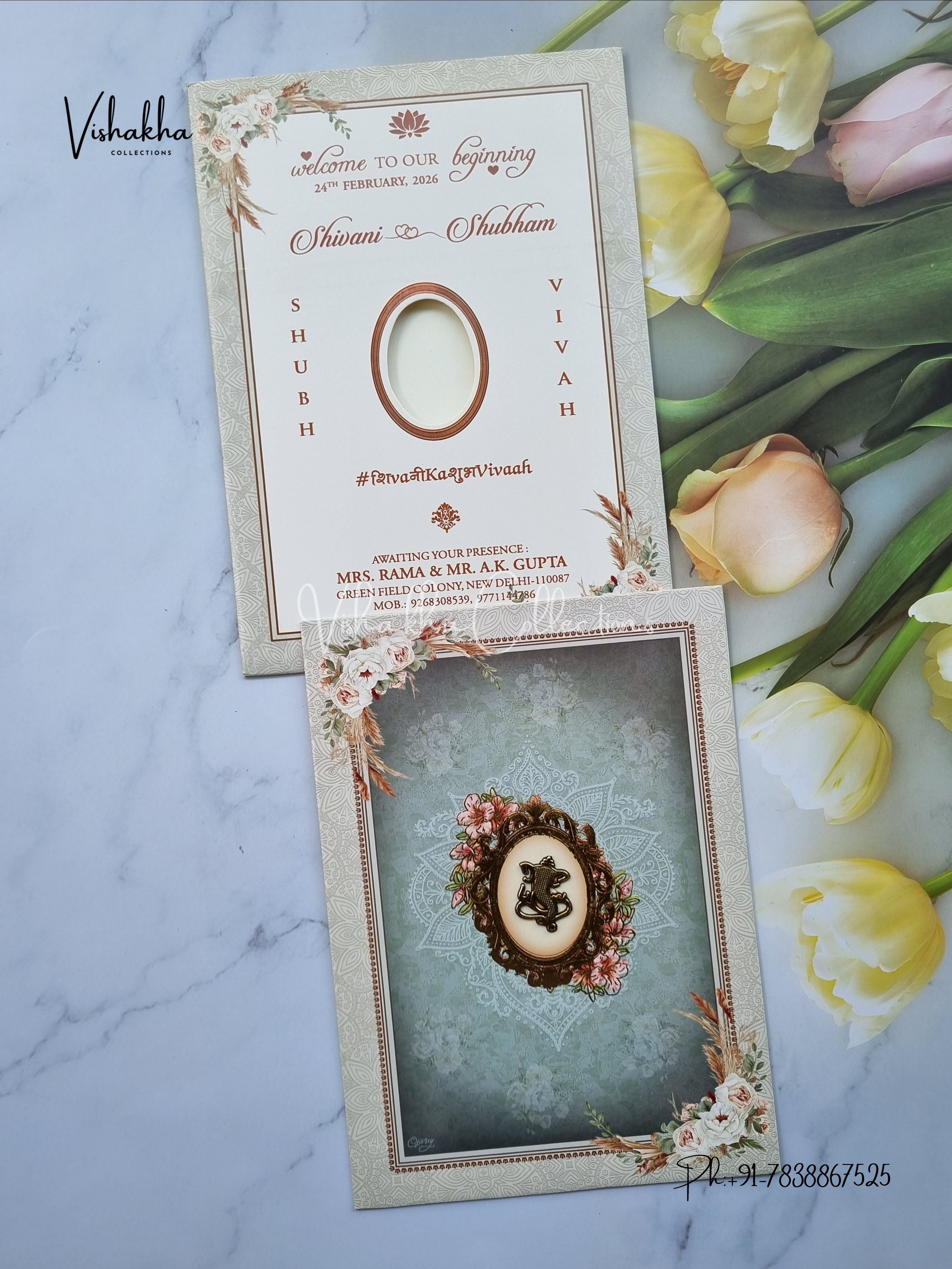 Flower Hindu Muslim Christian Sikh invitation Cards ATS-9257 – Vishakha ...