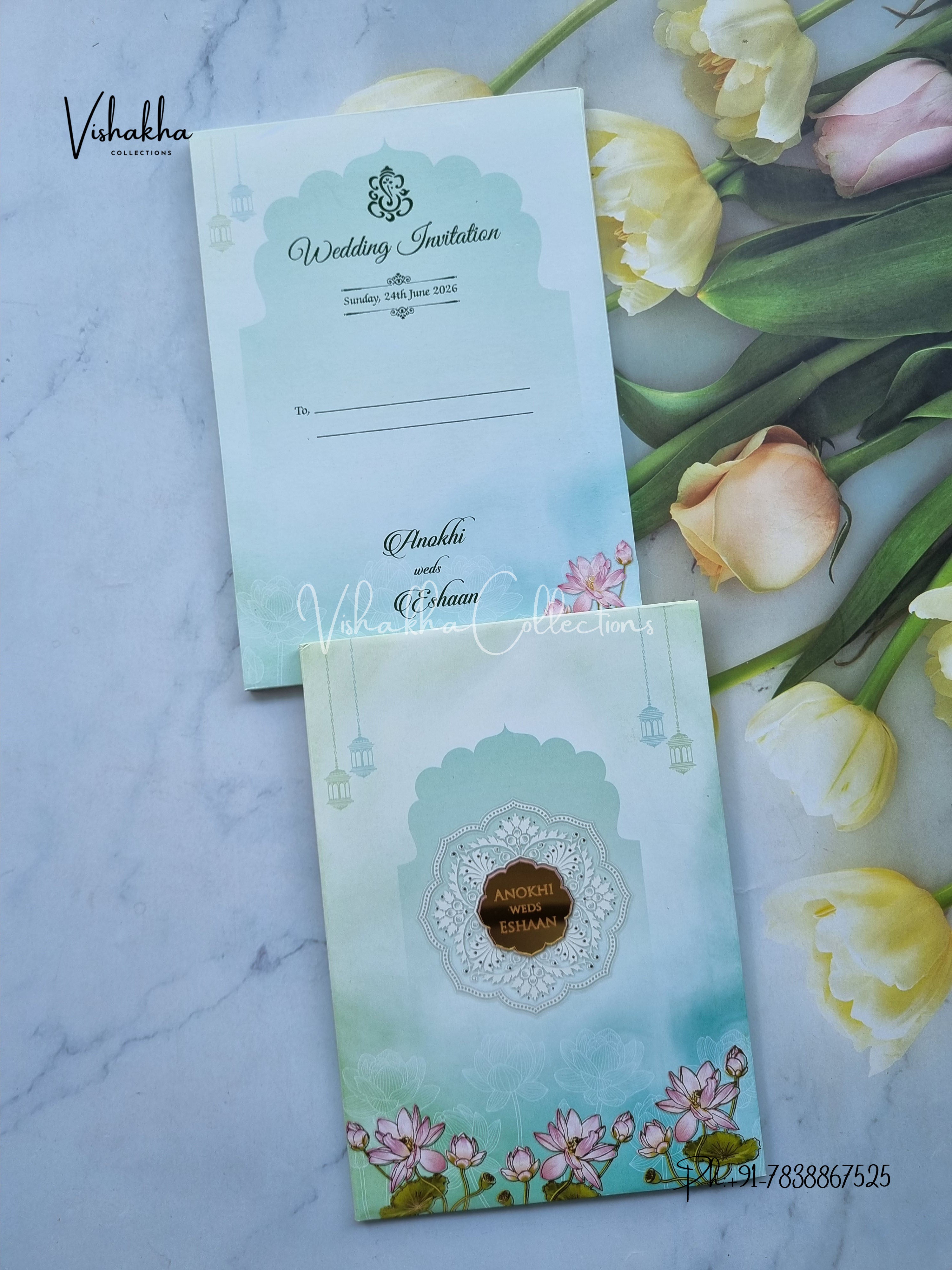 Lotus Flower Hindu Muslim Christian Sikh Padded Colored invitation Car ...